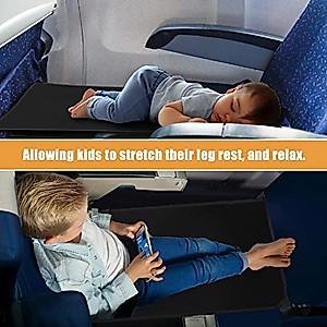 Airplane Bed for Toddler, Airplane Footrest for Kids Seat Extender, Portable Toddler Travel Bed, Airplane Leg Rest for Kids to Lie Down, Baby Travel Essentials for Flying Sleeping (Black)