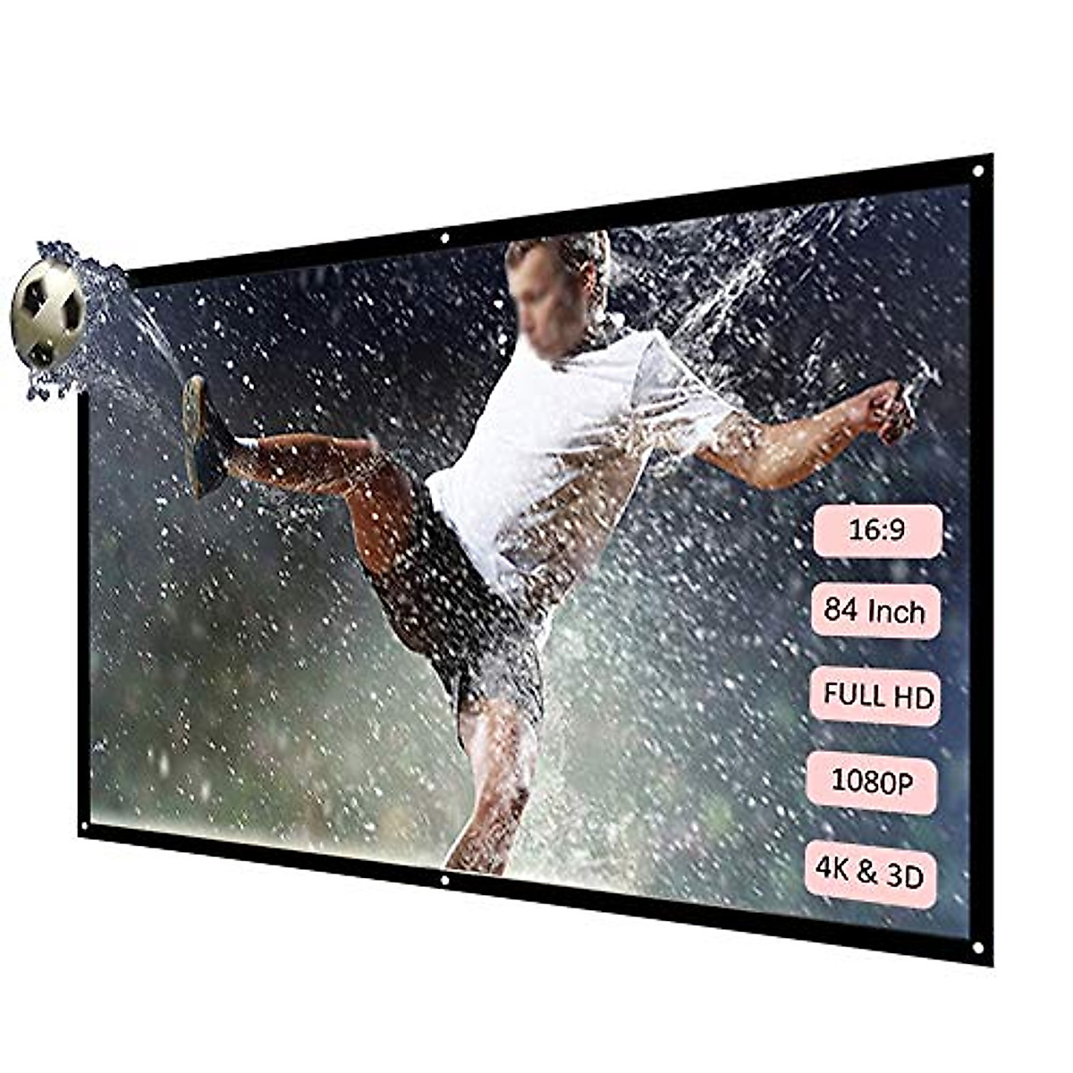 84'' Portable Projector Screen 16:9 White 84 Inch Diagonal Video Projection Screen Foldable Wall Mounted