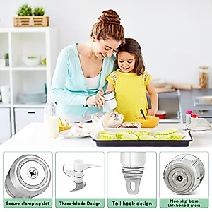 Suteng Electric Garlic Chopper, 3 IN 1 Rechargable Egg Beater Food Processor with 300ML Glass Container, Cordless Electric Blender for Kitchen Cooking Baking - White