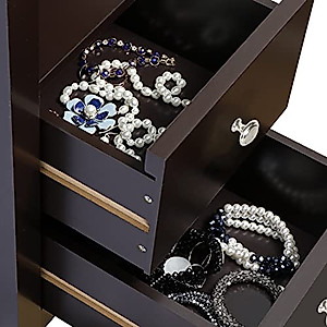 SUPER DEAL 2 Drawer End Table with Storage Shelf, Narrow 3 Tier Sofa Side Table for Living Room Bedroom Office Small Spaces, 23.6 x 24 inch Espresso