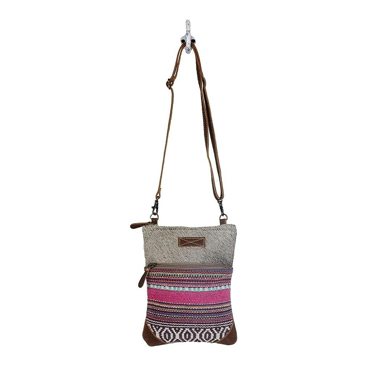 Myra Bag Simple Sober Small & Crossbody Bag Upcycled Cotton & Hair Leather S-2910