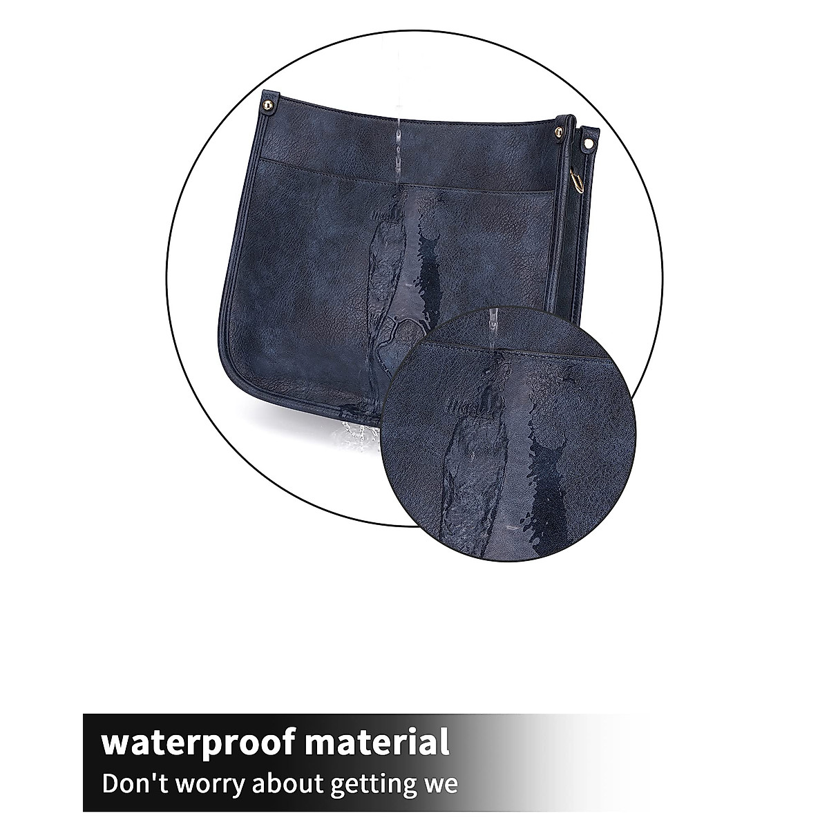 Caitina Crossbody Bags For Women Vegan Leather Hobo Handbags Designer Crossbody Purses Bucket Bag For Women with 2PCS Adjustable Strap(Blue Black)