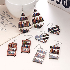 RINHOO FRIENDSHIP Book Earrings for Women Book Shelf Earrinfs for For Book Lovers Gifts for Book Lovers Women Bookshelf Acrylic Dangle Earrings (Bookcase)