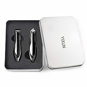 Splash-proof nail clippers and Toenail Clippers Set,Sharp Sturdy Fingernail, detachable, washable, suitable for the elderly, adults, Set of 2 of nail clippers (Black)
