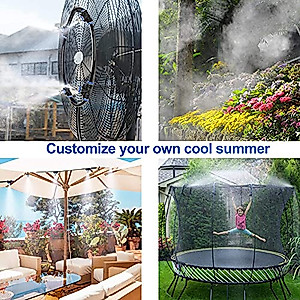 VICKERT Misting Cooling System, 33FT (10M) Misting Line + 8 Brass Mist Nozzles + a Brass Adapter(3/4") Outdoor Mister for Patio Garden Greenhouse Trampoline for waterpark