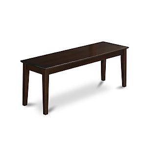 East West Furniture Capri Kitchen Bench with Wood Seat, 51x15x18 Inch, Cappuccino