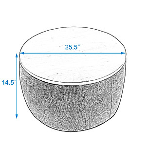 DKLGG Round Storage Ottoman Set of 2, Ottoman Coffee Table for Living Room, Handmade Round Ottoman Table with Storage End Table Ottoman Foot Rest Stool with Wooden Lid for Bedroom