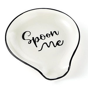 Dimeho Coffee Spoon Rest, Small Coffee Spoon Holder Rests Ceramic Spoon Rest for Stove Top Teaspoon Rest Porcelain Spoon Holder for Tablespoon,Teaspoon, Coffee, Bar Accessories