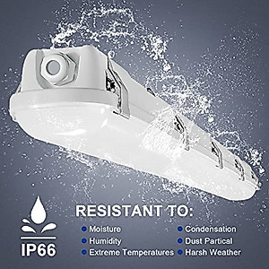 4FT LED Vapor Tight Light 40W/50W/60W Power Selectable,3CCT 3000k-4000k-5000k 5200LM Industrial Vapor Proof Parking Garage Light Fixture, Waterproof Shop Light for Cold Storage Warehouse (6 PACK)