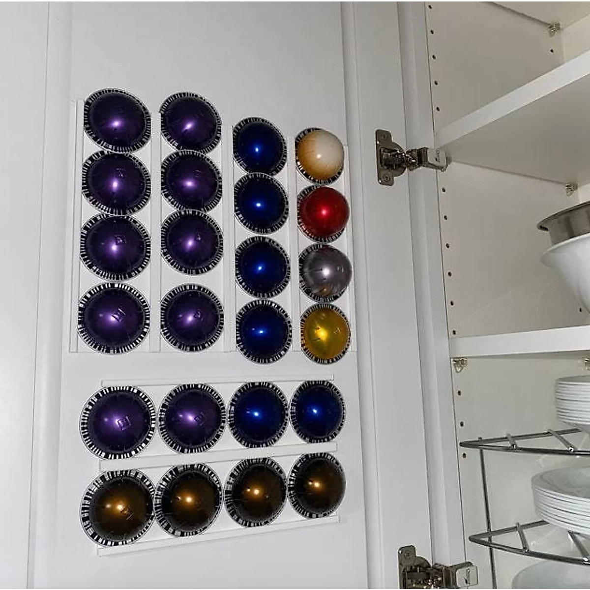 Pod Holder for Vertuo Coffee Pods | Under Cabinet or Wall Mounted Storage for Pods | Minimalist Design to Declutter Your Kitchen | MADE IN USA (White)