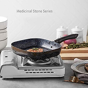 SDGH Frying Pan, Contemporary Hard-Anodized Aluminum Nonstick Cookware, Square Grill Pan, Black