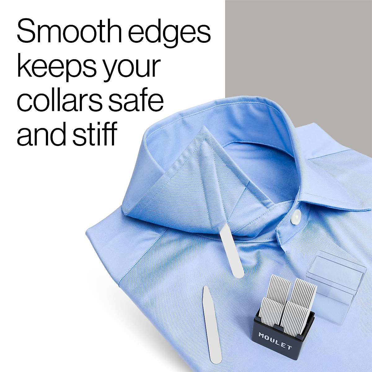Moulet 56 Collar Stays for Men's Dress Shirts - Premium Dress Shirt Collar Inserts, 4 Sizes - Plastic Collar Stays for Men (Plastic)