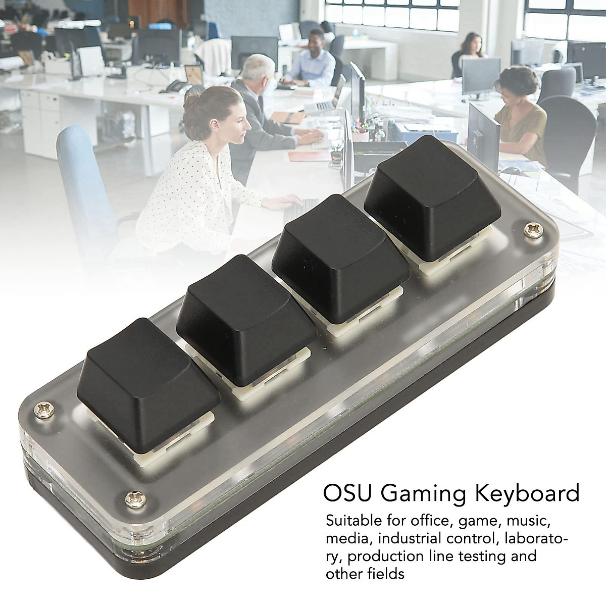 4 Keys Macro Programmable Keyboard, Acrylic RGB Backlight Gaming Keypad, DIY One Handed Mechanical Macro Pad 4Keys Keyboard for Winws Computer