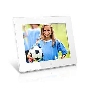 Aluratek 8 Inch WiFi Digital Photo Frame with Touchscreen IPS LCD Display and 8GB Built-in Memory,White