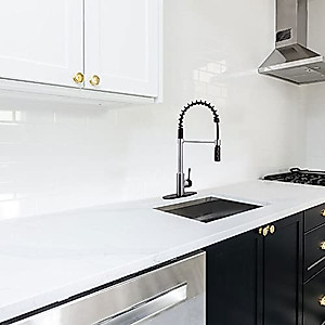 Westbrass KS18A-2012 21" Commercial Style Kitchen Faucet with Dual Function Open Coil Pull Down Sprayer and 1-Lever Handle, Stainless Steel/Oil Rubbed Bronze