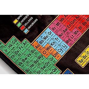 Marvel Periodic Table Blanket - Measures 62 x 90 inches - Fade Resistant Super Soft Fleece Bedding (Official Marvel Product)