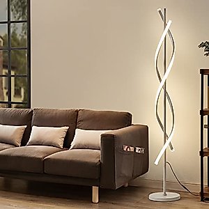 JTfany LED Floor Lamps for Living Room,Spiral Modern Floor Lamp with Remote Control 60 Inch Dimmable White Floor Lamp 48W Standing Lamp with Timer 3 Color Temperature Corner Floor Lamp for Bedroom
