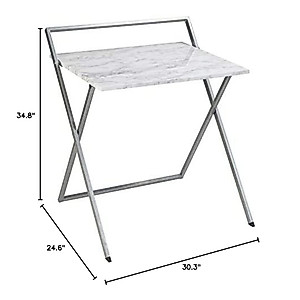 Urban Shop Compact Folding Desk, White Marble
