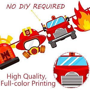 Fire Truck Banner Fire Engine Rescue Party Banners 3Pcs Fireman Birthday Banners Fire Truck Birthday Decoration for Firefighter Baby Shower Supplies