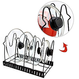 CKoishx Pot Organizer Rack Kitchen Cabinet Pantry Pan and Pot Lid Rack Organizer Multi Tiers Pot Frying Pan Lid Storage Rack Organizer Pot Pan Storage Rack Cookware Stand Holder Cookware Stand Holder Shelves