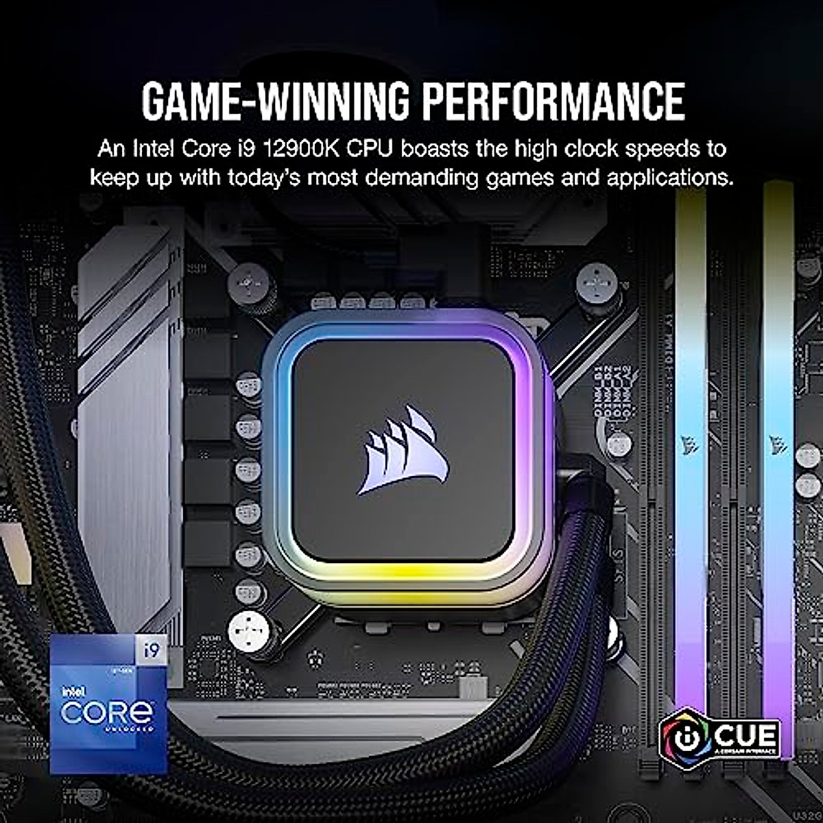 Corsair Vengeance i7400 Series Gaming PC - Liquid Cooled Intel® Core™ i9 12900K CPU - NVIDIA® GeForce RTX™ RTX 4090 GPU - 2TB M.2 SSD - 64GB Vengeance RGB DDR5 Memory - Black