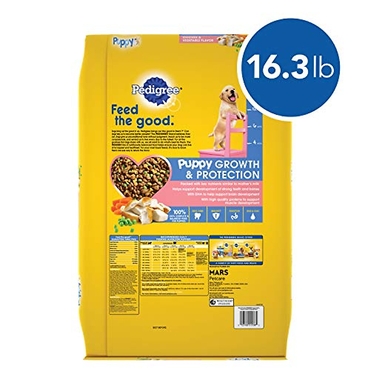 PEDIGREE Puppy Growth & Protection Dry Dog Food Chicken & Vegetable Flavor, 16.3 lb. Bag
