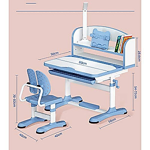 Height-Adjustable Children's Study Desk and Chair Set, LED Light Multifunctional Children's Desk, Writing Desk and Chair Set for Primary School Students, Lifting Study Table