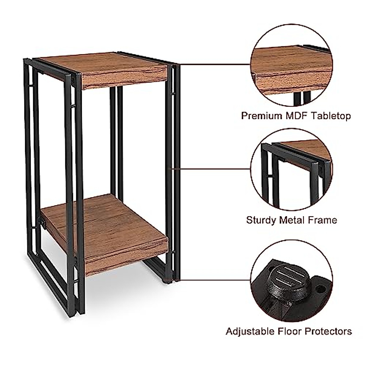 fusehome 22 inch Plant Stand Table, 2 Tier Plant Shelves Indoor Flower Pots Stand Holder Modern Corner Plant Stand Rack Shelves Square Plant Tables for Office Living Room, Balcony