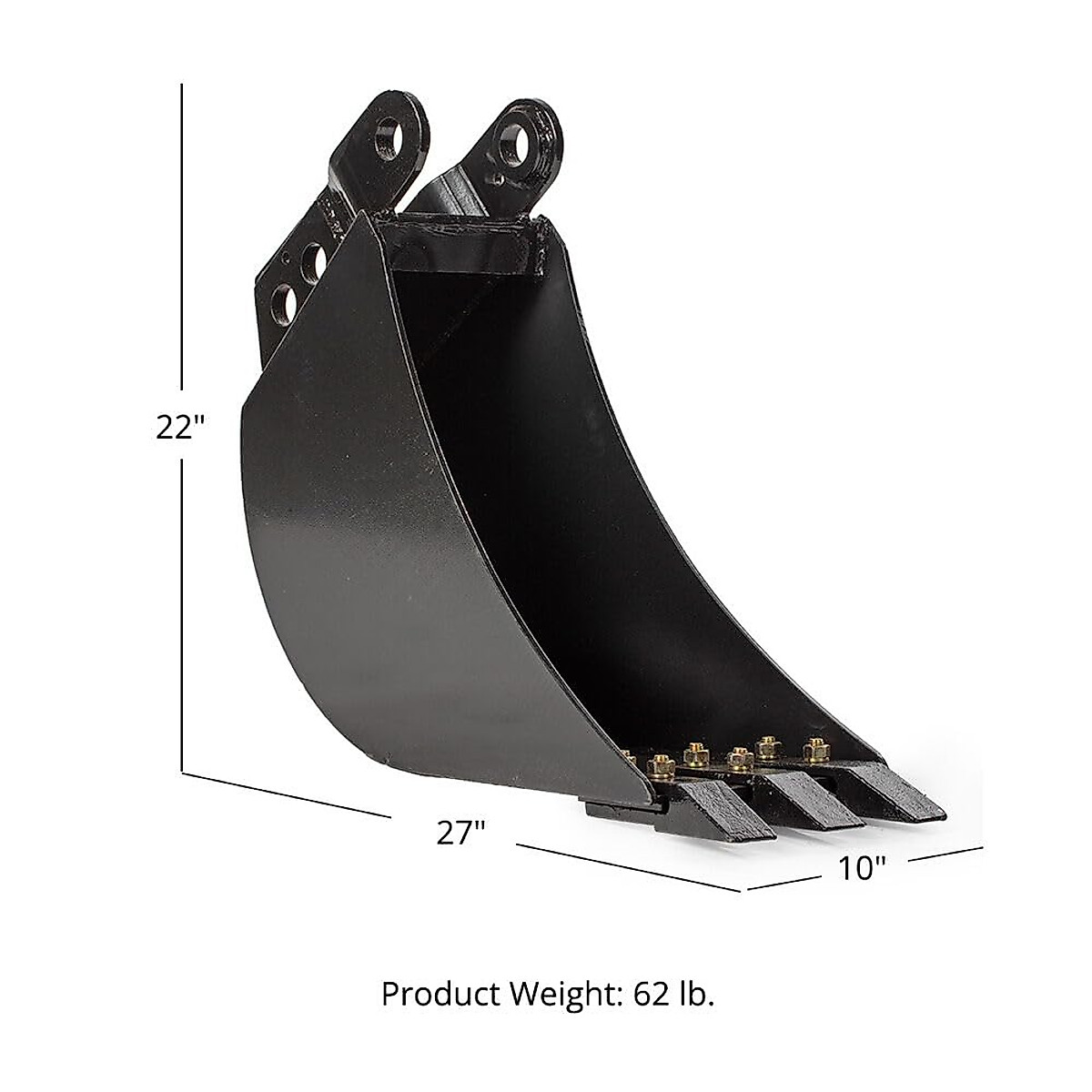 Titan Attachments 10" Front Hoe & Backhoe Bucket, Strong Replaceable Carbon Steel Teeth, Hydraulic Tilt Bucket, Excavator Attachment for Front Hoe & Backhoe Excavators, Skid Steer & Loader Accessory