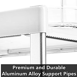 Peohud 2-Tier Under Sink Organizer, Double Sliding Cabinet Basket Organizer Drawer, Easy Access Pull Out Bathroom Vanity Counter Tray, Multi-purpose Storage Bins Rack for Kitchen Office Pantry Dorm