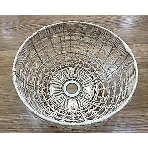 RISEON Rattan Lamp Shade, Woven Hanging Pendant Lampshade, Country Cottage Wicker Basket Chandelier Lamp Cover Rustic Ceiling Light Fixture Table Lamp Floor Lamp Light for Bedroom Living Room Hallway