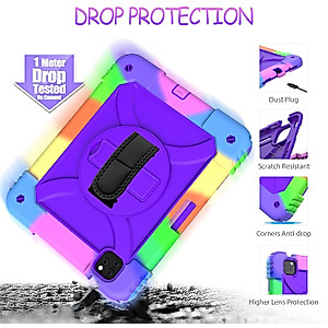 BMOUO iPad Air 5th/4th Generation Case (10.9”, 2022/2020), iPad Pro 11 Case 2022/2021/2020, Shockproof [360 Rotating Stand] [Hand Strap] [Pencil Holder] Kids Case for iPad Air 5/4,iPad Pro 11”, Purple