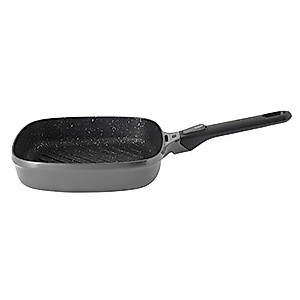 Berghoff GEM Non-stick Grill Pan 10", Square, Stay-cool, Detachable Handle, Ferno-Green, Non-Toxic Coating, Induction Cooktop Ready