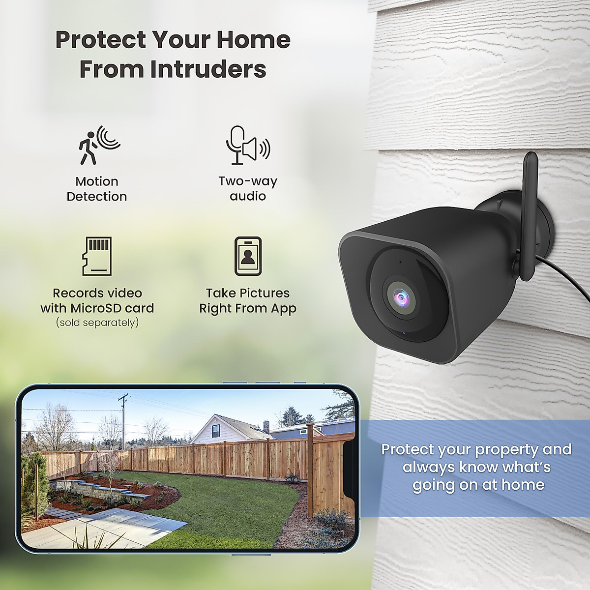 Feit Electric CAM/WM/WiFi 1080p HD Outdoor WiFi Smart Home Security Camera with Night Vision, 2-Way Audio, Black