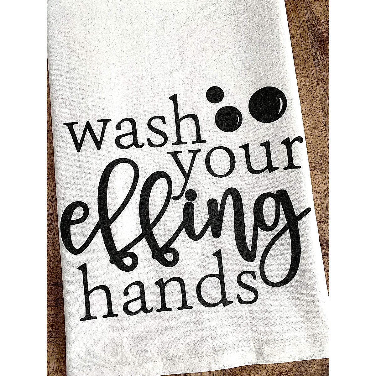 Handmade Funny Bathroom Towel - 100% Cotton Funny Flour Sack Wash Your Hands Towel for Bath - 28x28 Inch Hostess Housewarming Christmas Mother’s Day Birthday Gift (Wash Your Effing Hands)