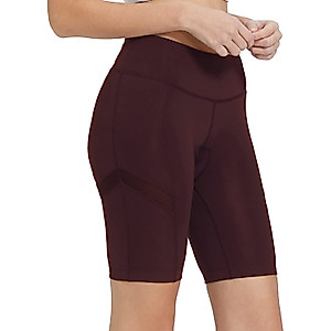 BALEAF Women's Bike Shorts 3D Padded Pocket Biker Cycling Bicycle Spinning Mountain Biking Shorts Gel UPF 50+ Wine Red XL