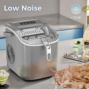 Ice Maker Countertop Portable Compact Small Mini Bullet Ice Machine with Self-Cleaning,9 Bullet Ice Cubes in 6 Mins,26Lbs/24H, Bullet Ice Maker with Scoop and Basket for Home Indoor Outdoor Camping