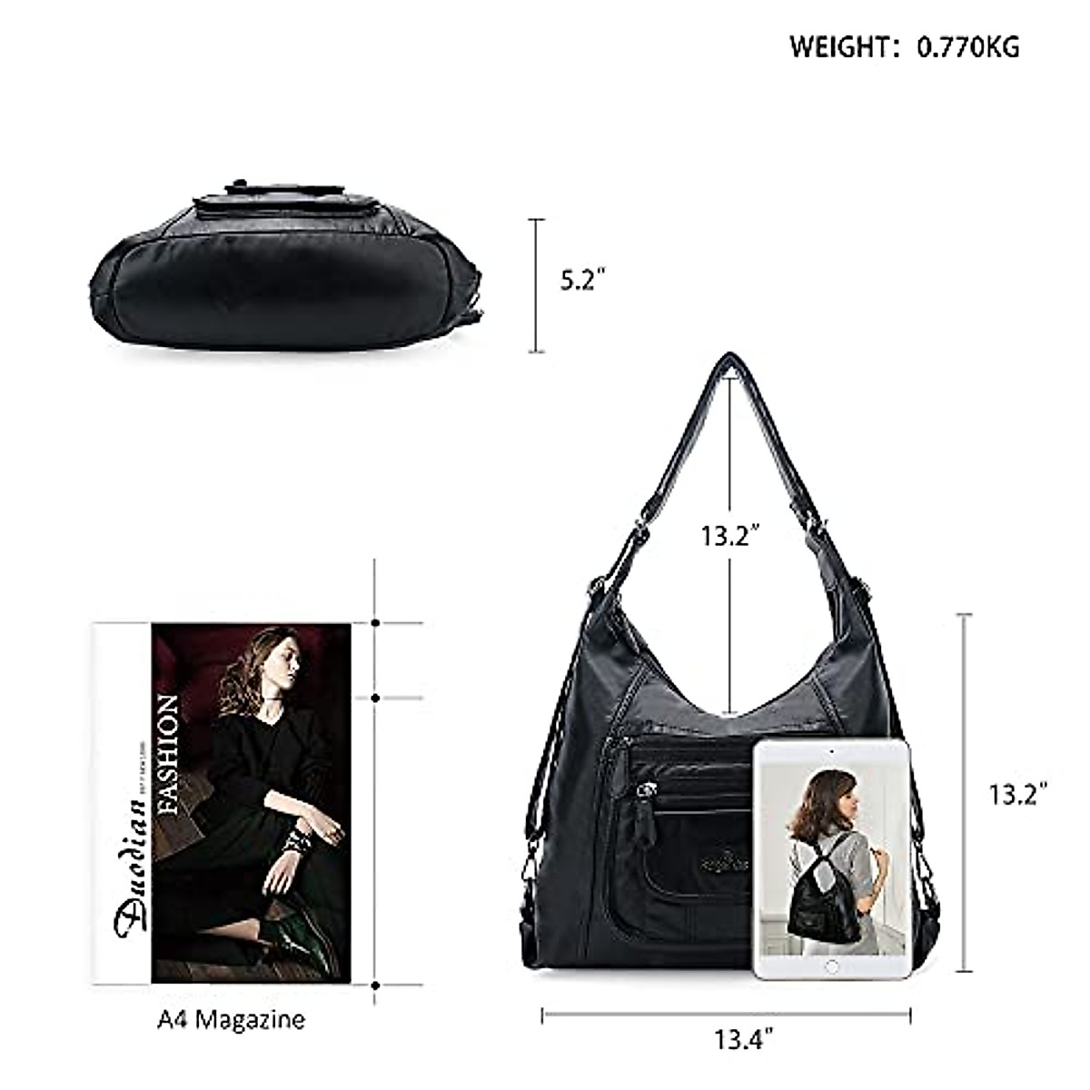 Angel Kiss Purse Women Hobo Handbag Fashion Roomy Crossbody Shoulder Bag Ladies Top Handle Handbag Washed PU Leather