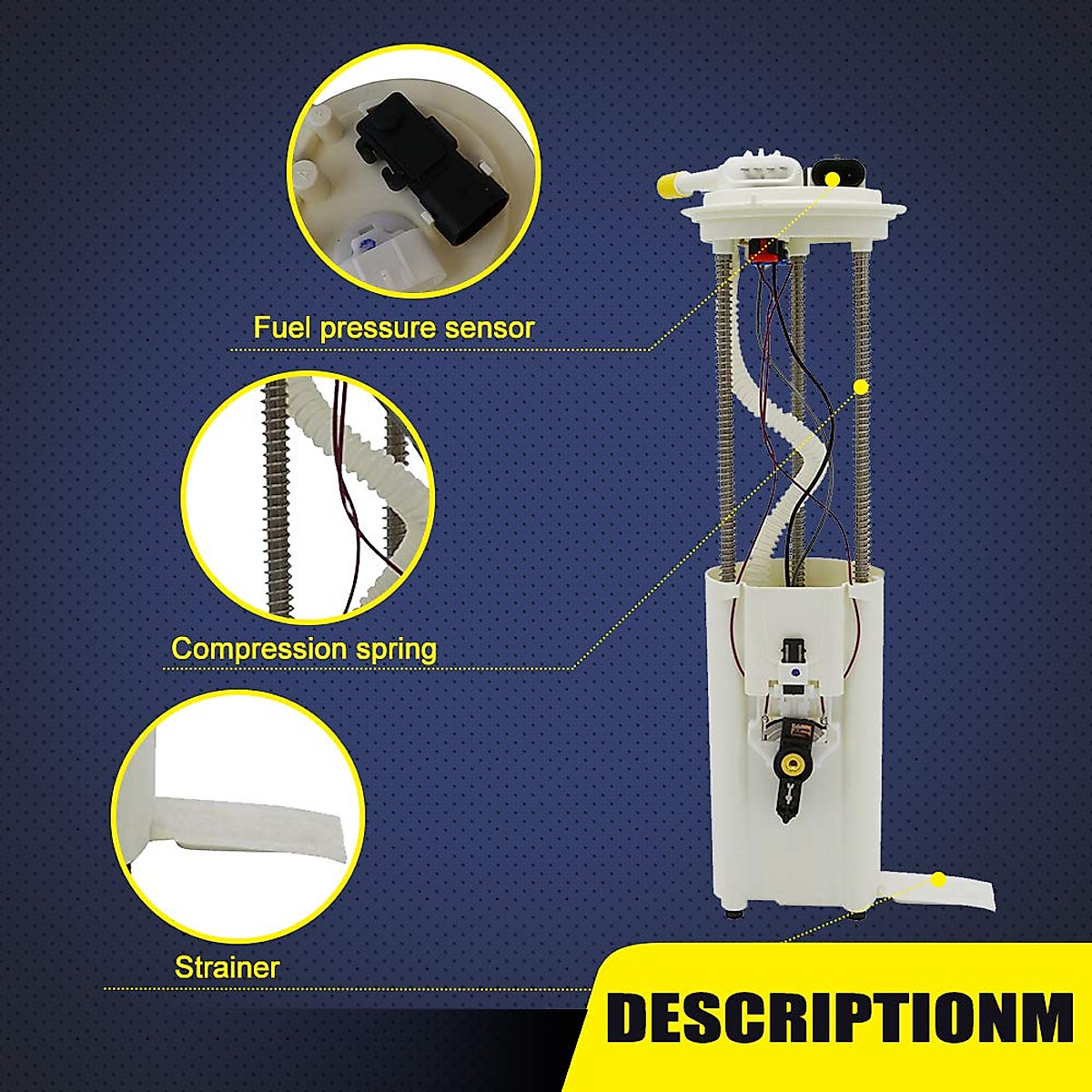 Electric Fuel Pump Assembly for Chevrolet Chevy S10 GMC Sonoma Isuzu Hombre Fits 1997 1998 1999 2000 L4 2.2L Replaces # E3943M