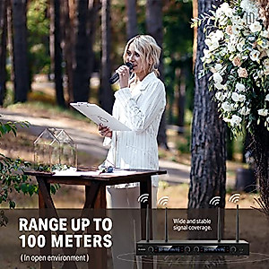 Donner Wireless Microphone System, UHF Wireless Microphone Set with 4 Handheld Dynamic Microphones, Adjustable Frequency, 328 ft Long Range, Perfect for Party/Wedding/Speech/Church/Stage/Karaoke/DJ