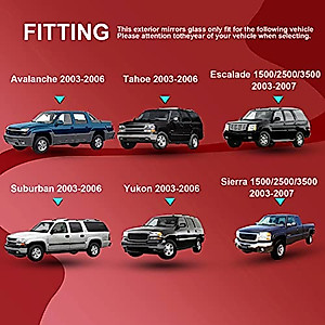 Exterior Mirror Replacement Glass Passenger/Right Side Power Heated Signal fit for 2003-2007 for Chevy Silverado Suburban for GMC Sierra Yukon Replacement Tow Mirror (Passenger/Right)