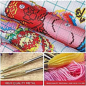 White Tiger Family Stamped Cross Stitch Kits Tiger Animal Adults Beginners Counted Cross Stitch Kits Needlecrafts for Home Wall Decor Cross Stitch Patterns/12x16 inch