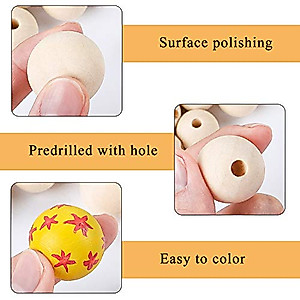 DICOBD 300pcs Wooden Beads 3 Sizes(16mm/20mm/25mm) Natural Unfinished Round Wood Beads Large with 20 Metre Jute Twine for Jewelry Making Home Farmhouse Decoration