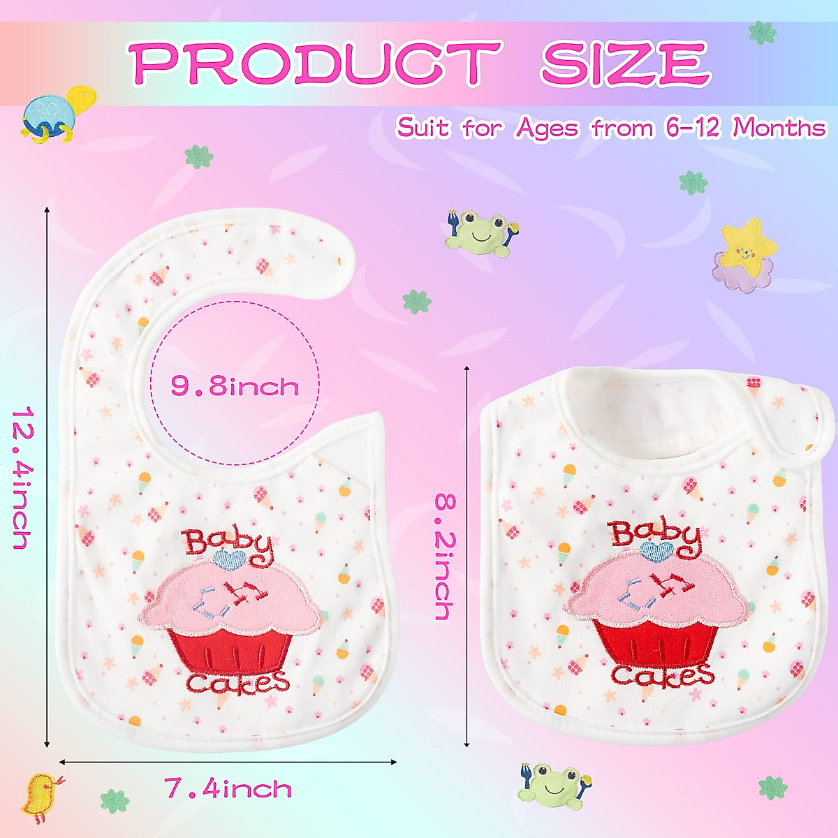 2ooya 7Pcs Cotton Waterproof Baby Bibs Adjustable Hook Loop Closure Babies Bib Unisex Multicolor Newborn Baby Infant Food Bibs Drooling Feeding Eating Teething Bib Keepsake Gift for Baby（6-12 Months）