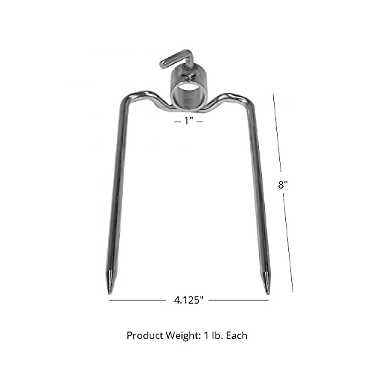 TITAN GREAT OUTDOORS Pair Dual Prong Rotisserie Forks for 1" Round Spit Rod Shoulder, Stainless Steel Fork Set