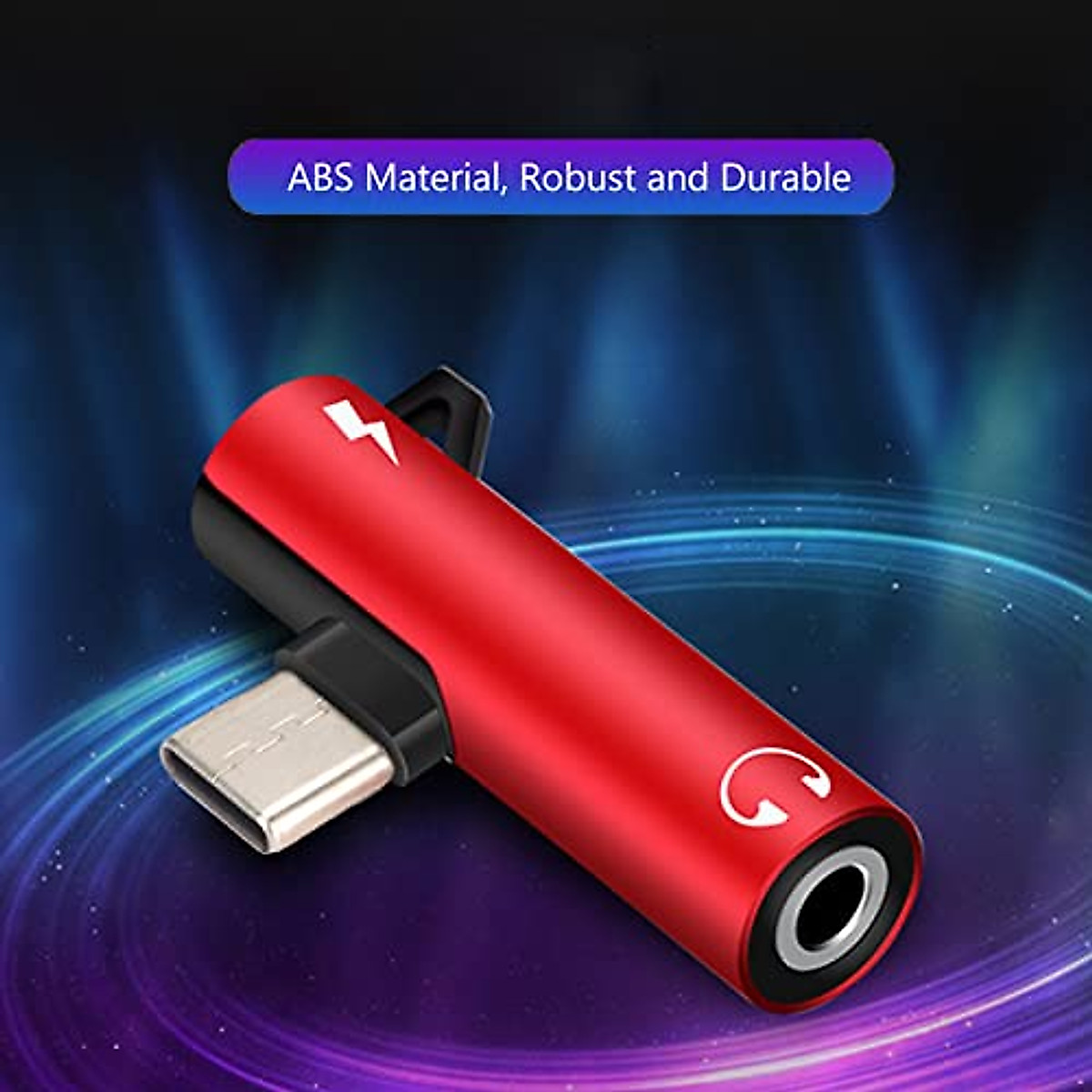 Sanpyl 2Pcs USB C to 3.5mm Audio Adapter, 2 in 1 Type C to 3.5mm Headphone and Charger Adapter ABS Audio Jack Charging Cord for Tablet PC Phones Red