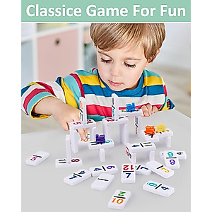 KAILE Mexican Train Dominoes Set with Numbers, 91 Tiles Double 12 Colored Dominoes Game Set with Aluminum Case for Families Kids 2-4 Players