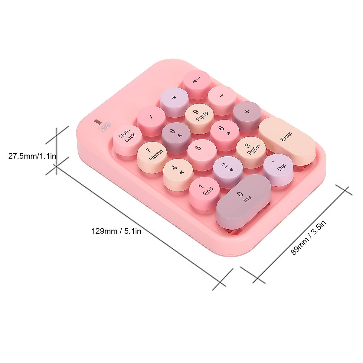 S erounder Wireless Numeric Keypad, Mini Digital Numpad 18 Keys Ergonomic Number Pad Keyboard with 2.4G USB Receiver & Cholate Keycap for LaptopPCDesktop(Pink)