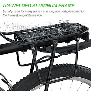 Bike Cargo Rack w/Fender & Bungee Cargo Net & Reflective Logo,Quick Release Mountain Road Bicycle Rear Racks,Universal Adjustable Bike Luggage Touring Carrier Rack,Large Capacity Bike Pannier Rack