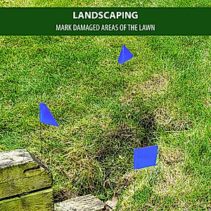 Blue Marking Flags 100 Pack - 4x5-Inch Marker Flags - 15-Inch Wire - Small Yard Flags Marking Flags for Lawn, Irrigation Flags, Lawn Flags Markers, Landscape Flags, Survey Flags, Sprinkler Flags